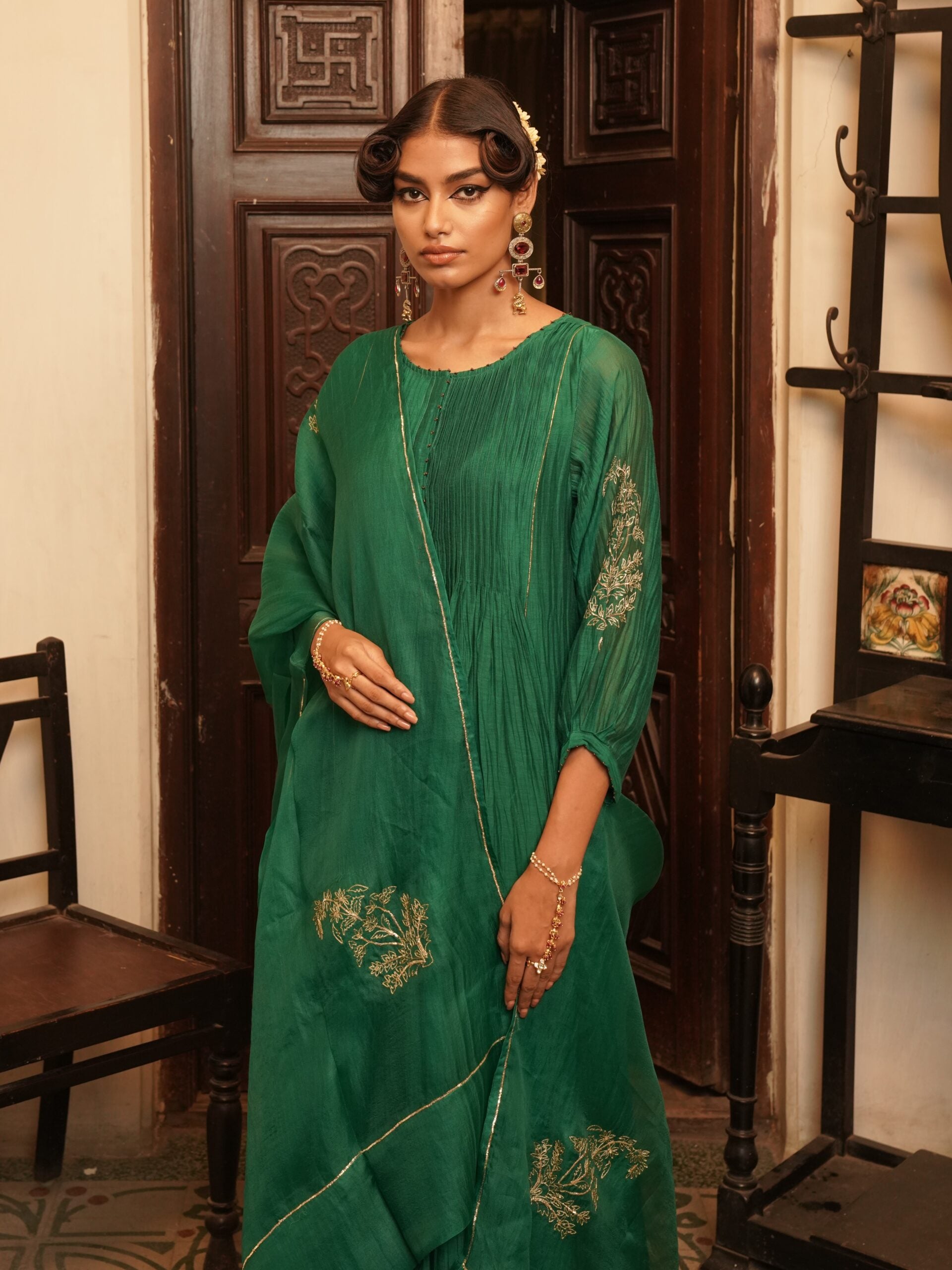 Morpankh organza Dupatta - Chatak "Hara"